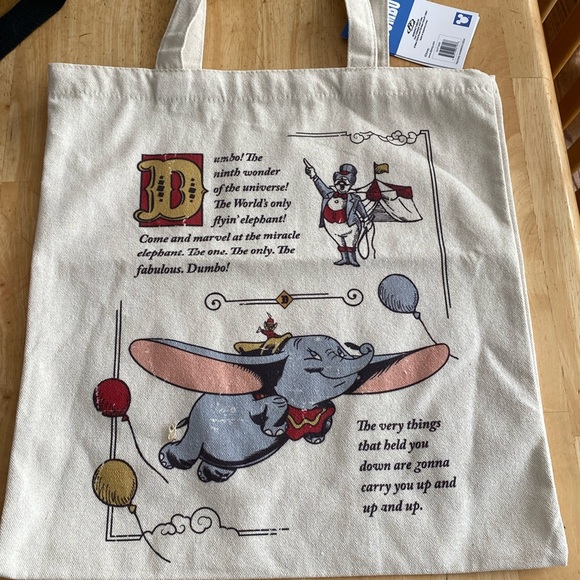 Disney | Bags | Low Start Disney Dumbo Canvas Tote Bag W Colorful Print ...